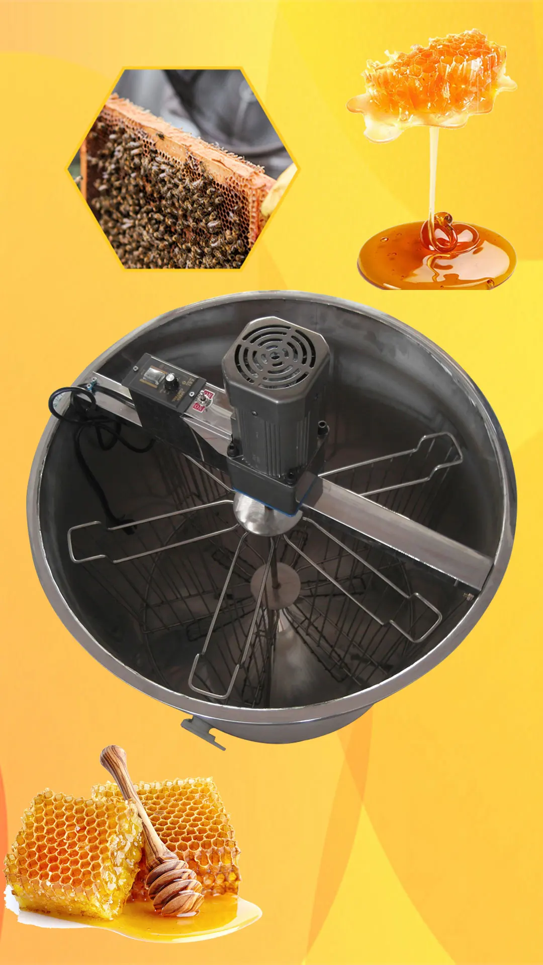 Automatic 8 Frame Electrical Reversible Radial Bee Honey Processing Machine Extraction Spinner ...