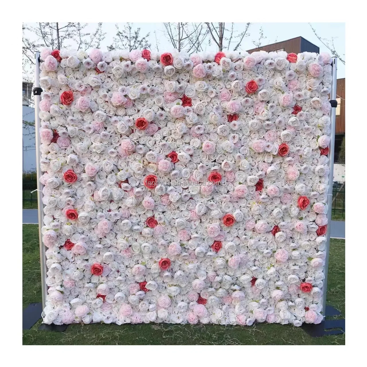 Flower Wall Backdrop 8ft X 8ft Artificial Roll Up Flower Walls For ...