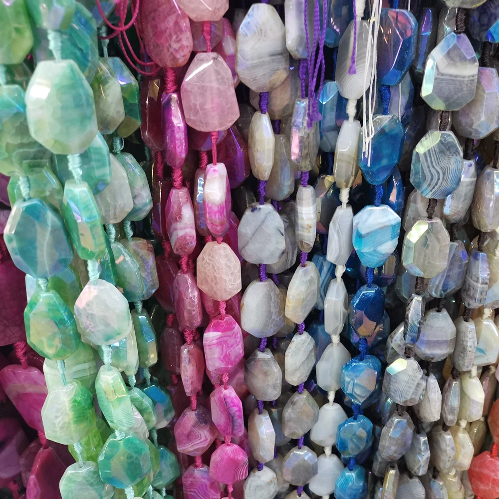 Irregular Shape Different Dyed Color Agate Slice Stone Bead Loose ...