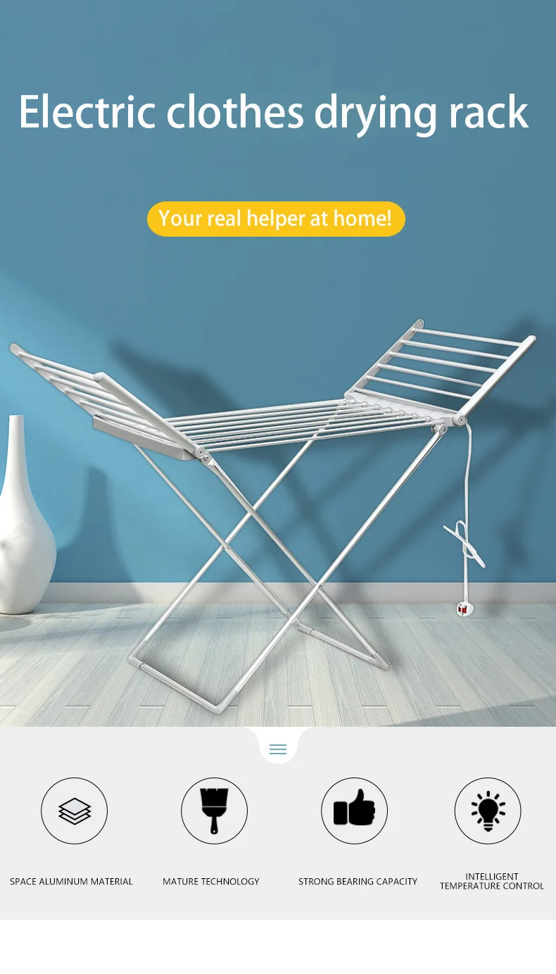 Freestanding Folding Heated Clothes Airer Foldable Cloth Drying Rack ...