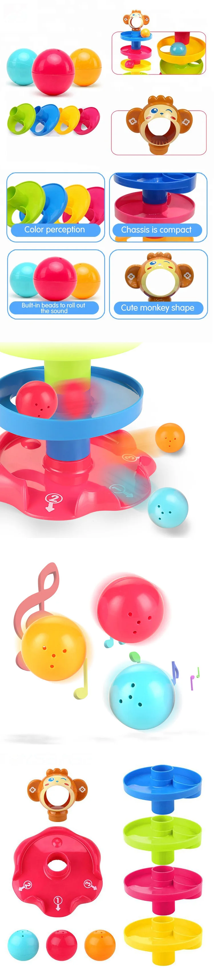 Educational Enlightening Game Toy Monkey Rolling Ball Running Marble ...