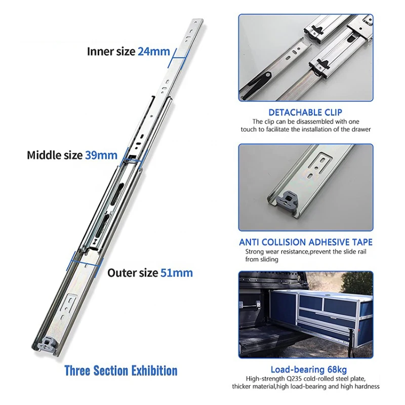 Heavy Duty Drawer Slides 36 Inch Drawer Slides 500 Lbs Load Capacity ...