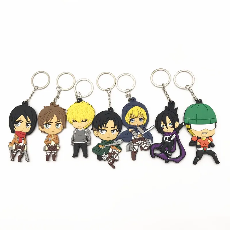 Attack On Titan Keychain Eren Mikasa Levi Armin Colossal Titan Key Ring ...