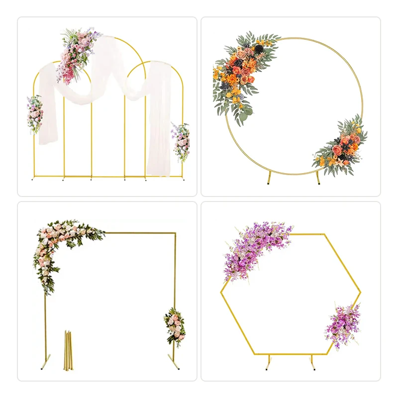 Gold Metal Wedding Arch Backdrop Stand Aluminum Backdrop Frame for ...