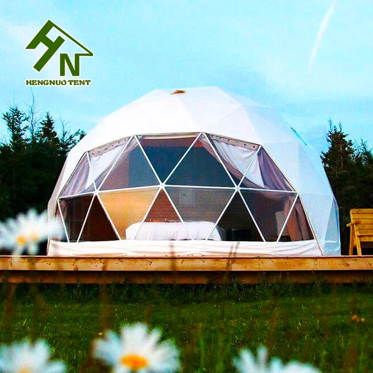 Steel Frame Prefabricated Hemispherical Geodesic Dome Tent For Camping ...