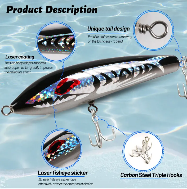 WD119 Popper Troll - 23cm Floating Lure for Big Game Fishing