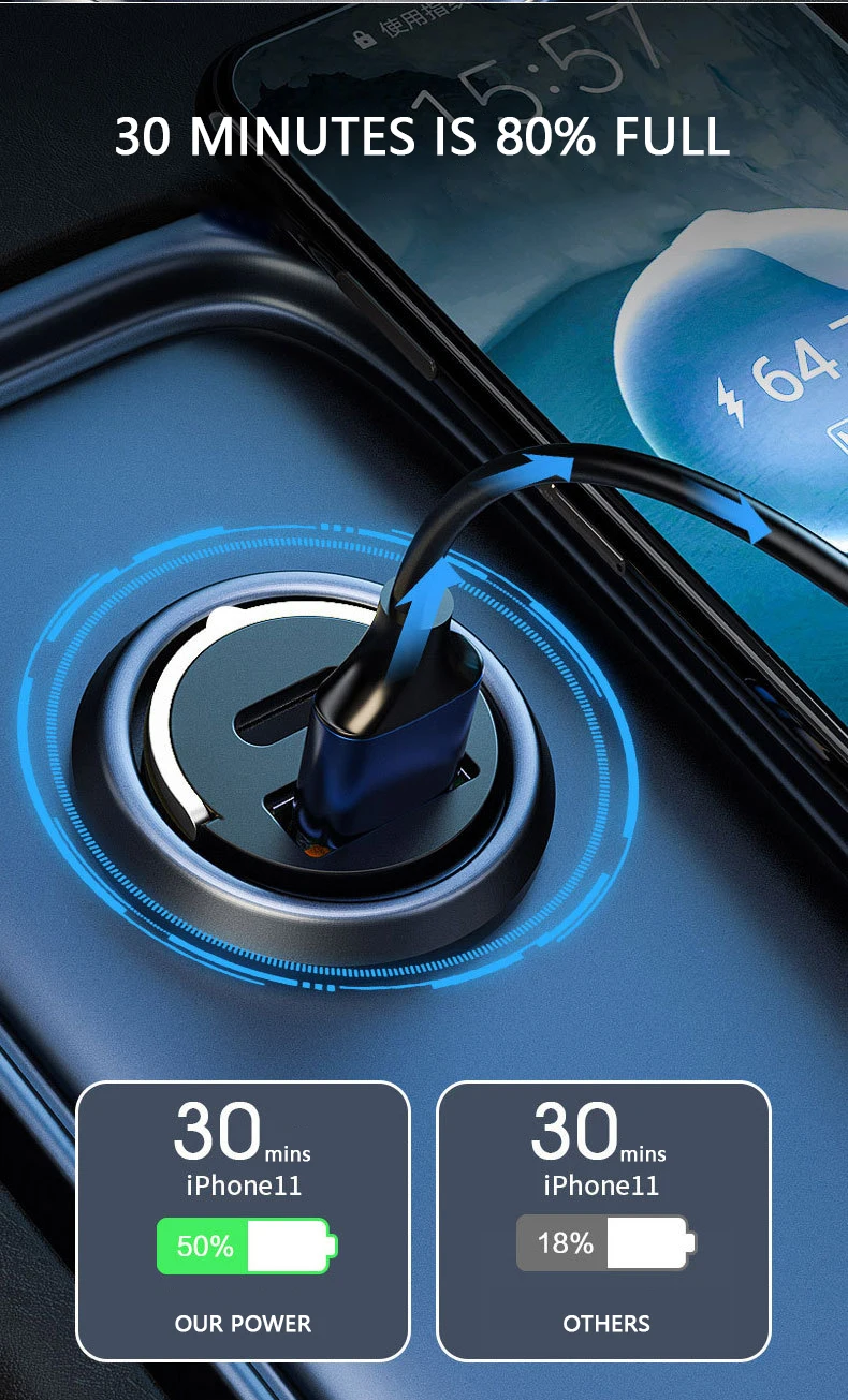 Portable Mini Metal 2 Ports Type C Qc3.0 Port Quick Mobile Phone 115w ...