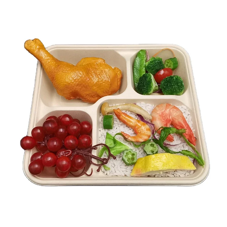 4 Compartment customized 100% biodegradable bagasse food takeout box ...