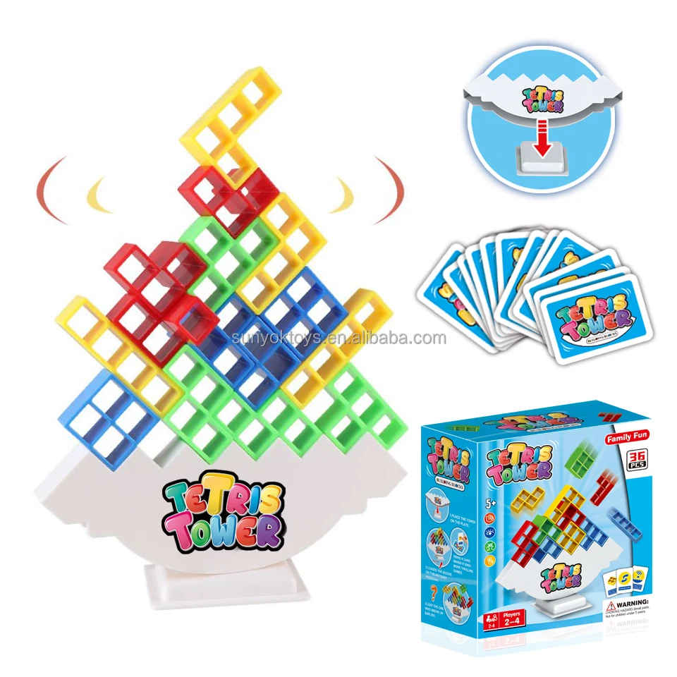 2 Players 16/32/48/64pcs Tetris Tower Games Balance Stacking Toy ...