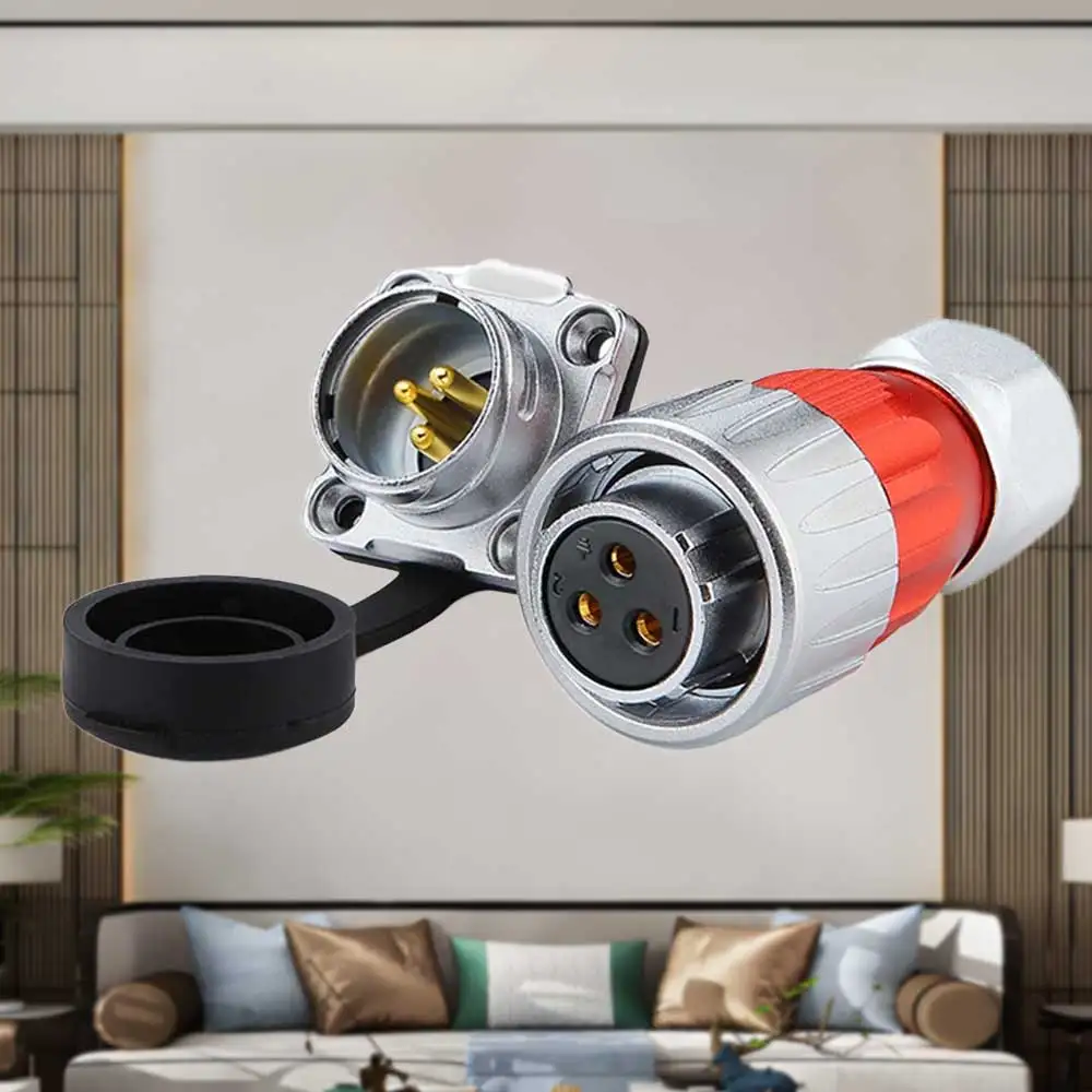 Oswell Waterproof Electrical Male Female Connector 3 Pole Wire Plug ...