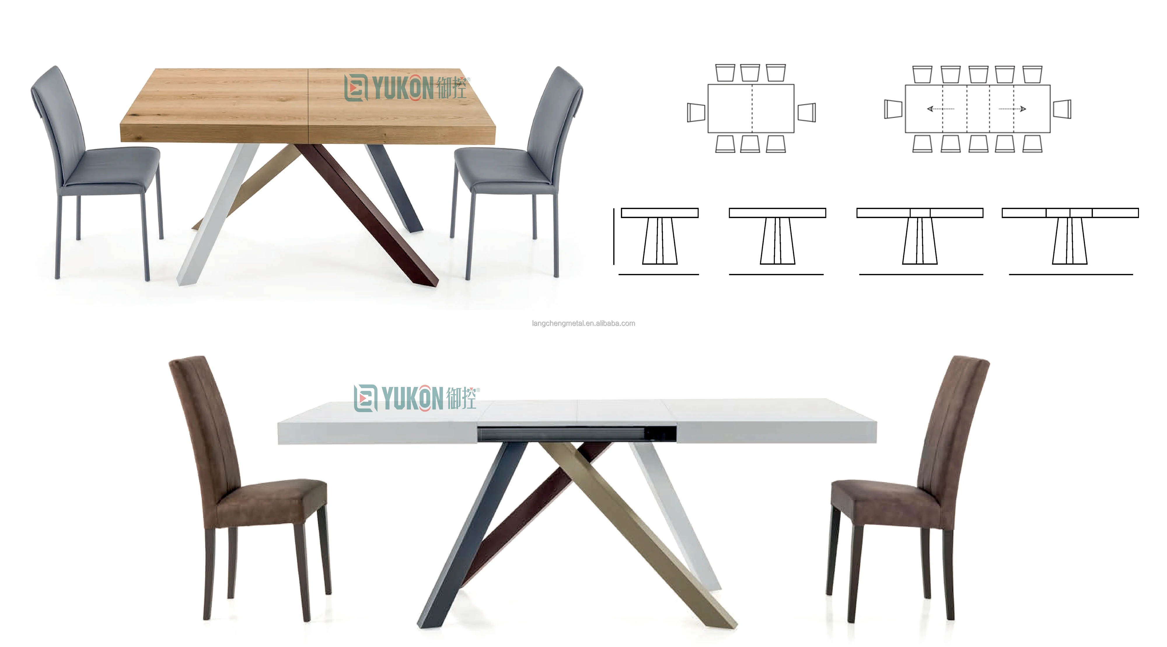 Heavy Duty Steel Aluminum Telescopic Extender for Dining