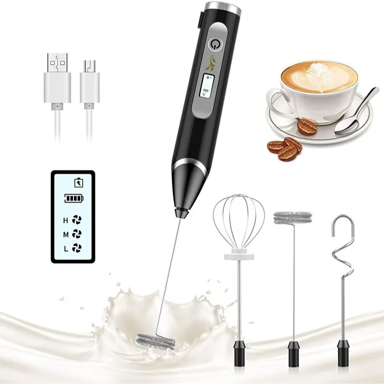 2024 New Arrival Milk Frother Handheld 3 Heads Electric Whisk Drink ...