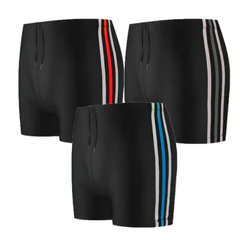 Striped Swim Trunks Professional Swimmers Boxer Shorts Men's Plus Size ...