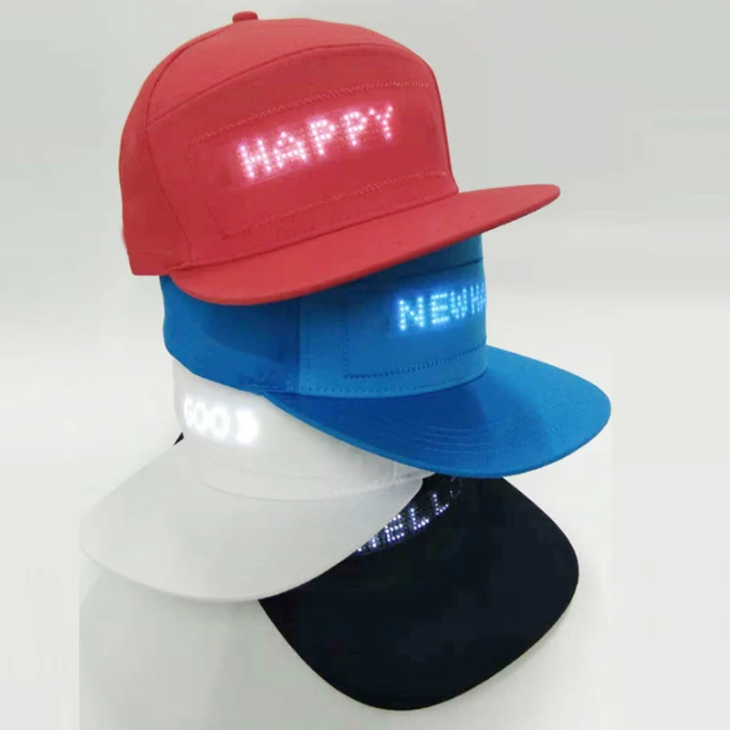 Multi Language LED Cap Light up Scrolling Message Baseball Cap With ...
