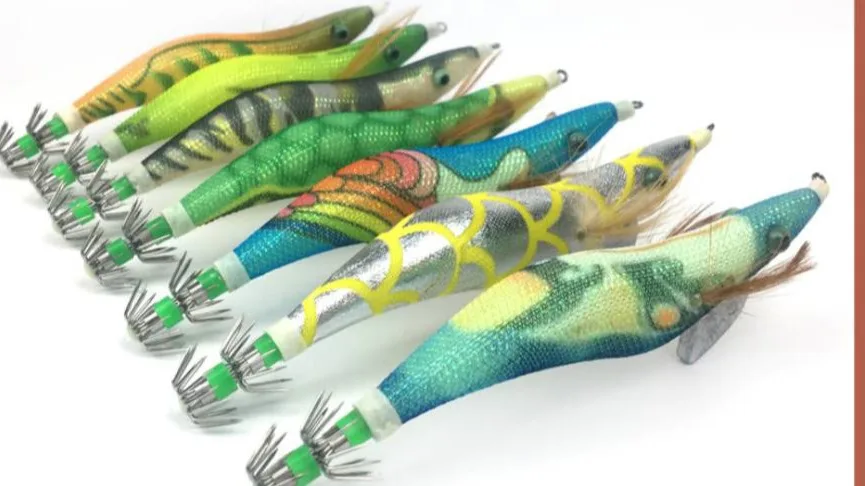 Squid Jig Fishing Wood Shrimp Lure Slow Jigging Lures Luminous Cuttlefish Jigs Lures Spinnerbait ...