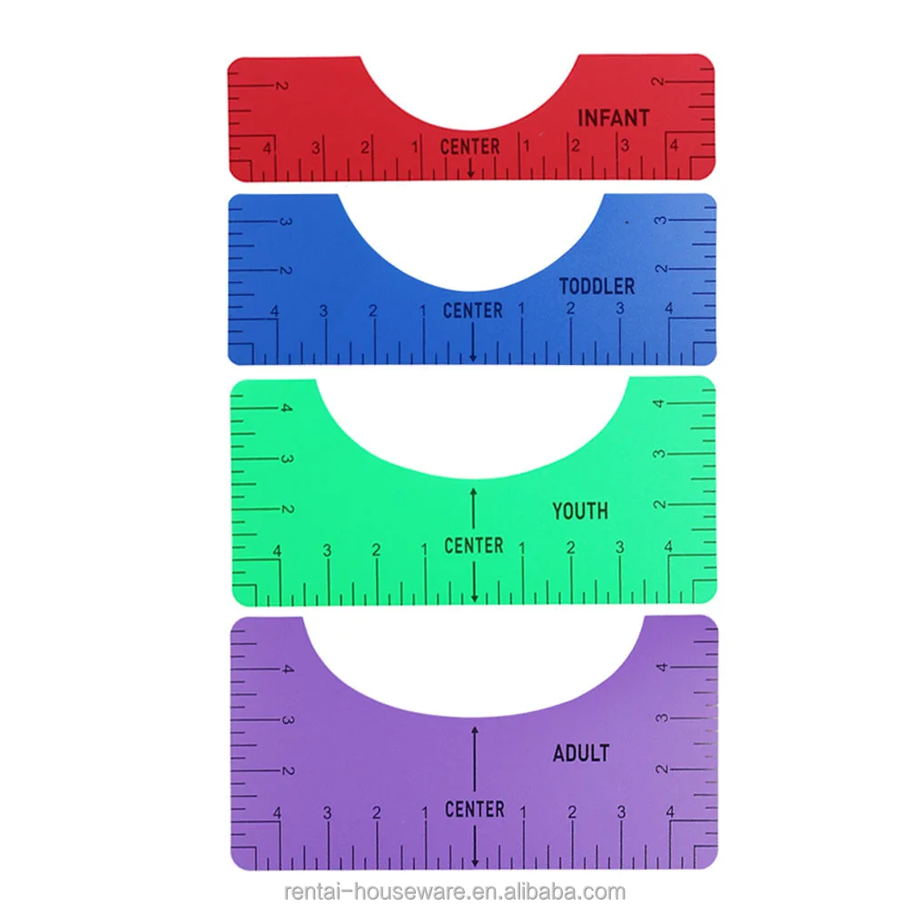 4pcs D-i-y Portable Plastic Round Neck Sewing Alignment T Shirt Ruler ...