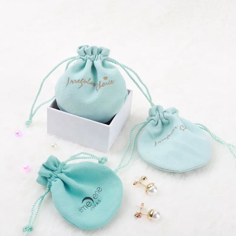 Wholesale Silver Hot Stamping Logo Packing Microfiber Suede Drawstring ...