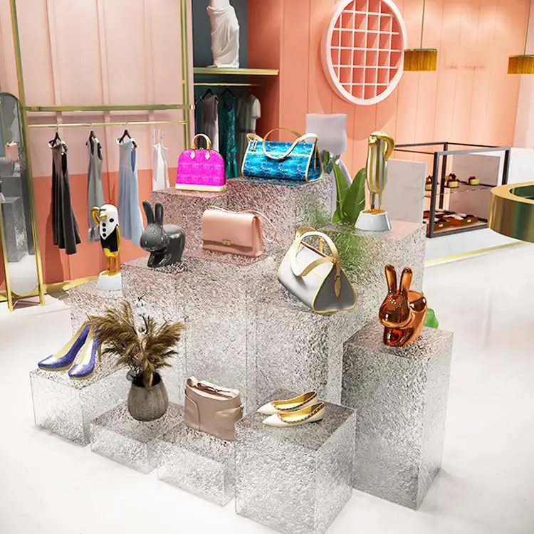 Customized Design Plexiglass Exhibition Plinth PLASTIC Cube Base ...