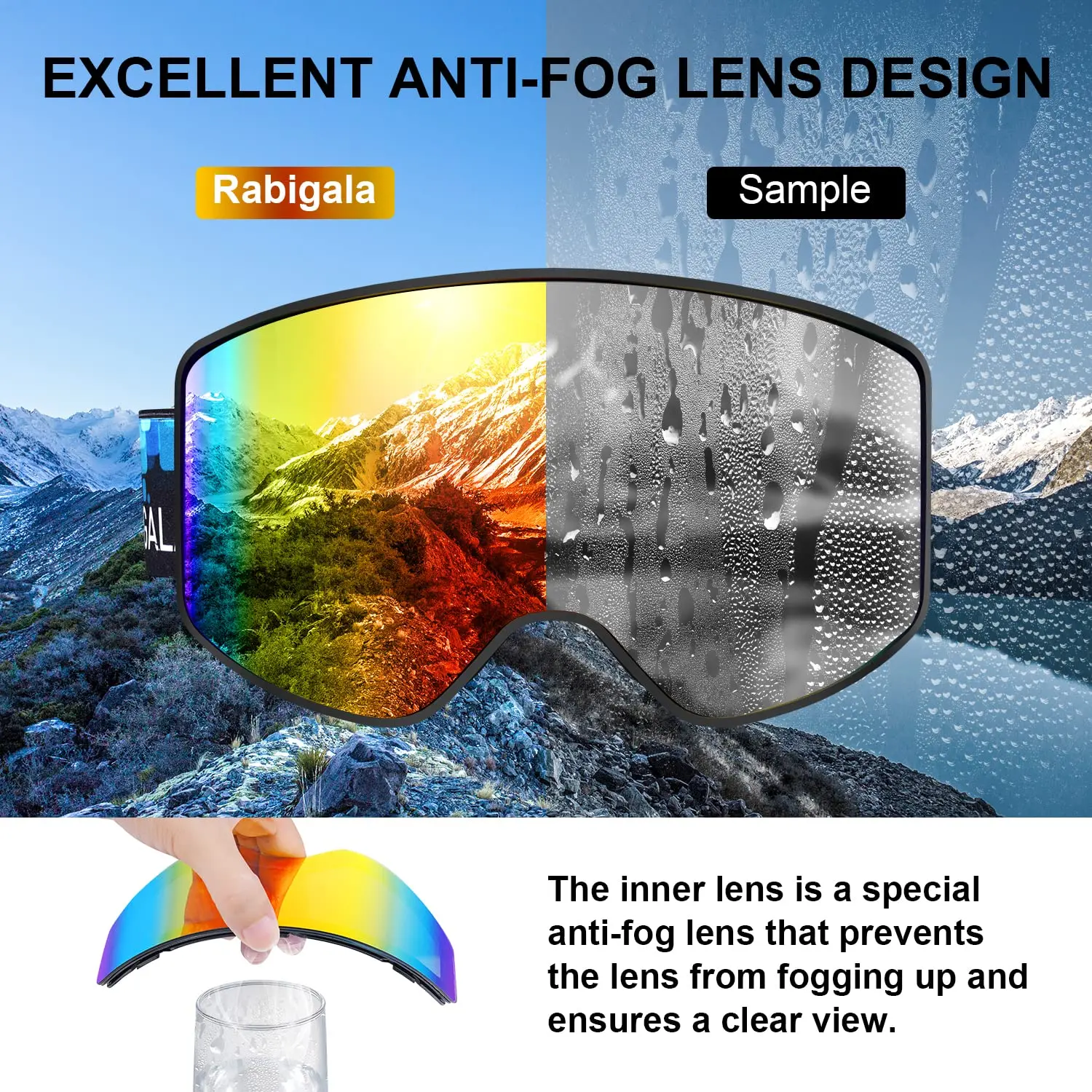 Cylindrical Double Lens Ski Sports Glasses With Adjustable Elastic Band ...