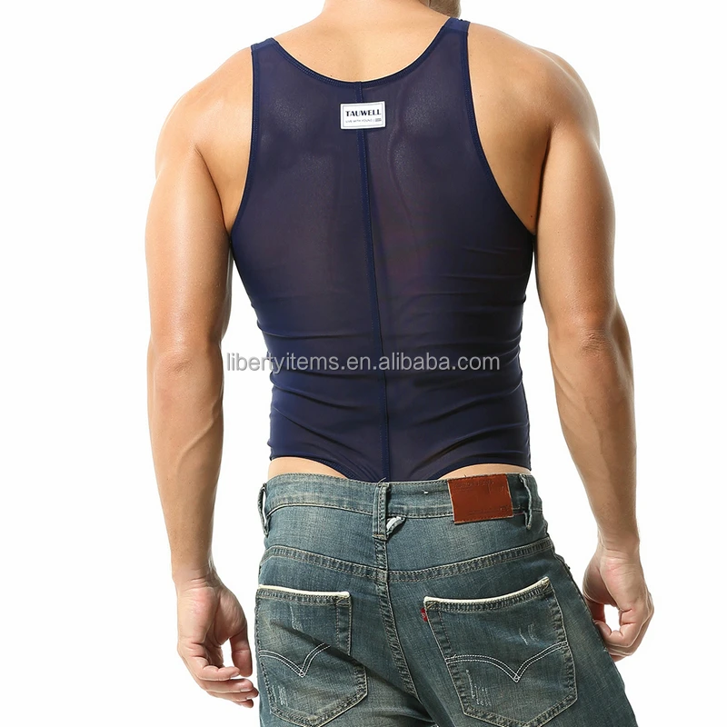 Men's Thong One-Piece Mesh Singlet - Eco-Friendly & Comfortable