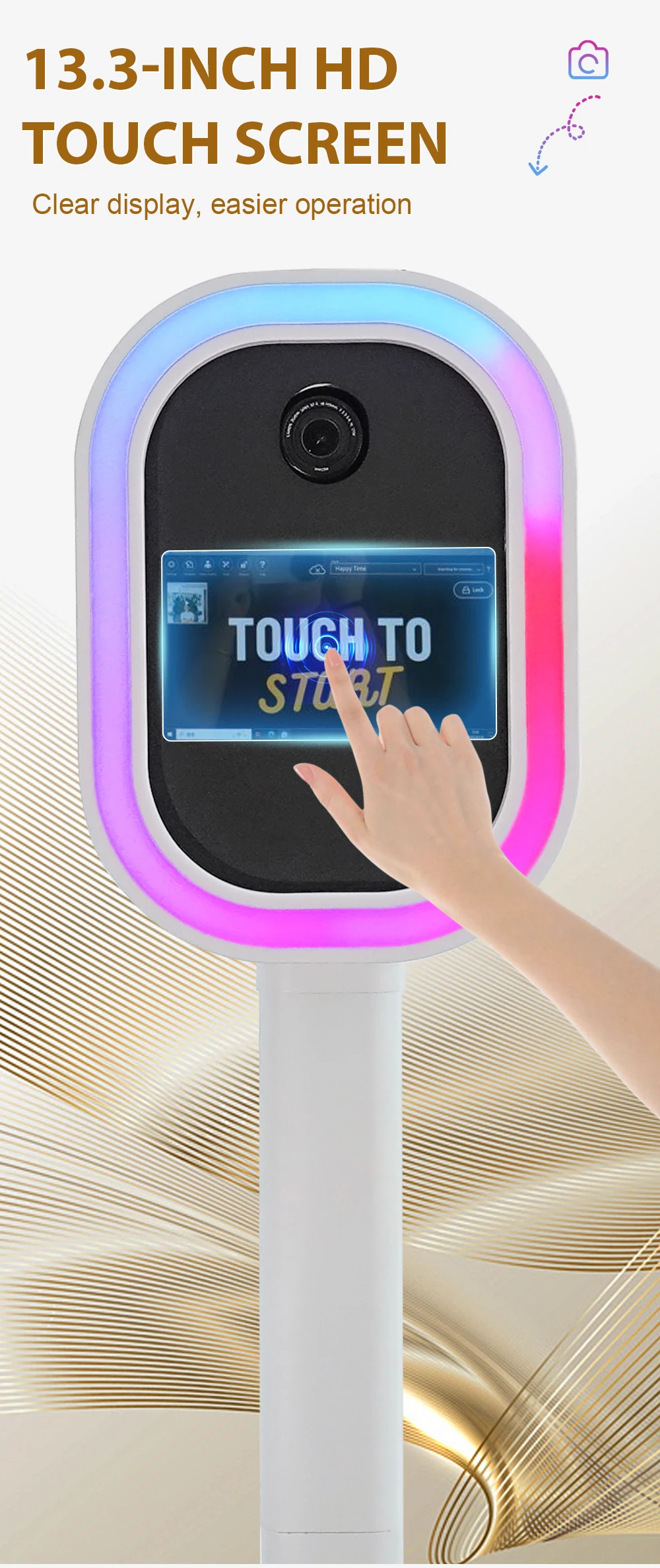 2025 New Touch Screen Photobooth with DSLR Camera & RGB Light
