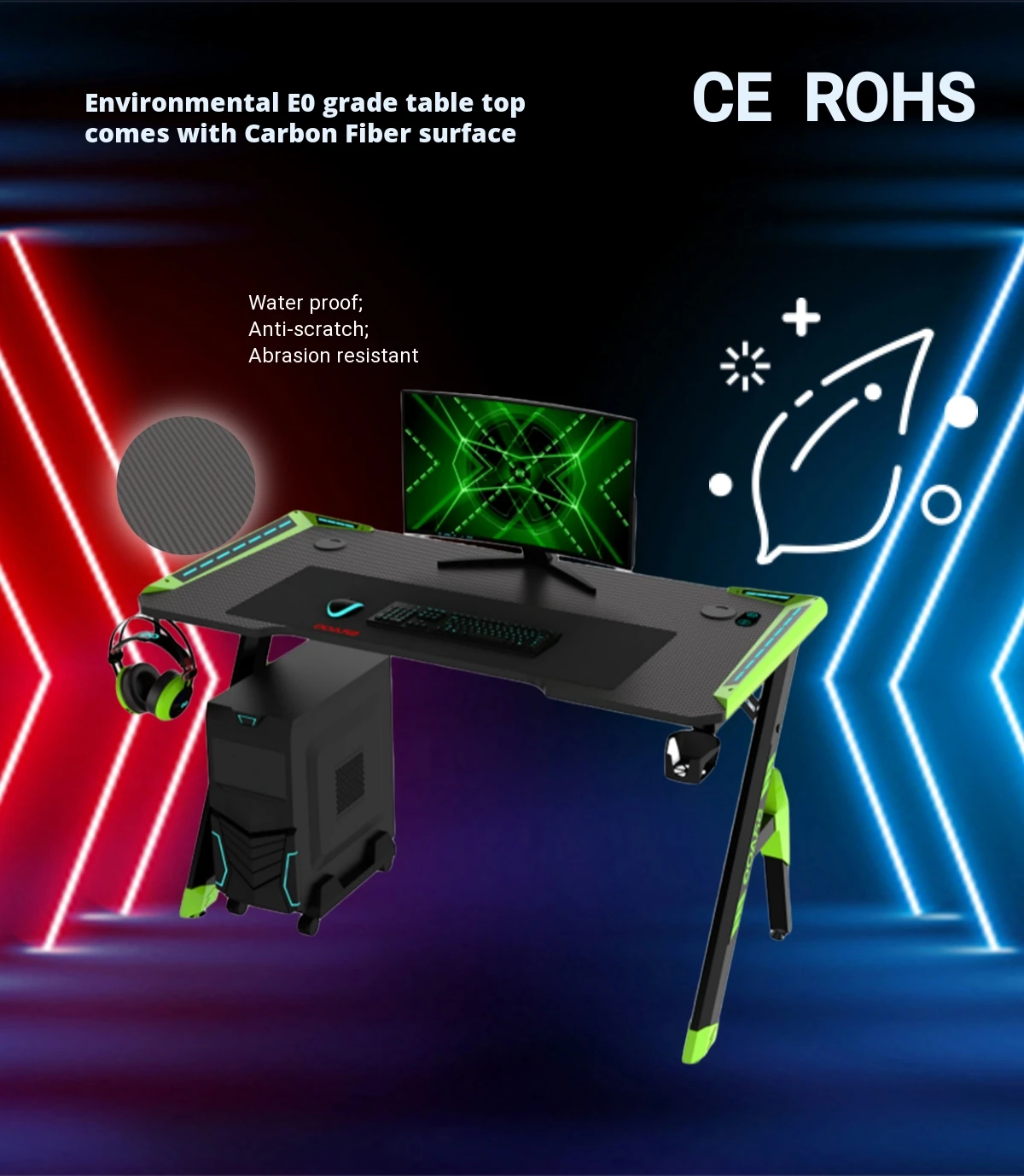 Luces Leds Juego De Mesa De Comedor Marmol Pc Computer Racing Gamers ...