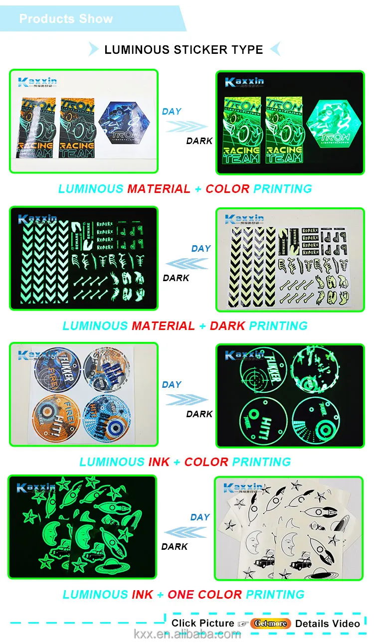 Custom Christmas Waterproof Glow Dark Sticker Pegatina Luminous Die Cut ...