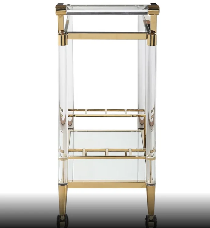Contemporary Luxury Acrylic Tea & Coffee Cart 4-wheel Stainless Steel ...