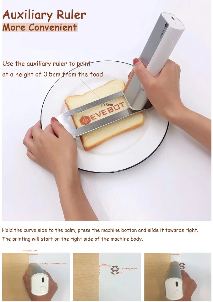 Evebot Diy Handheld Inkjet Printer For Food Coffee Cake And Pastries ...