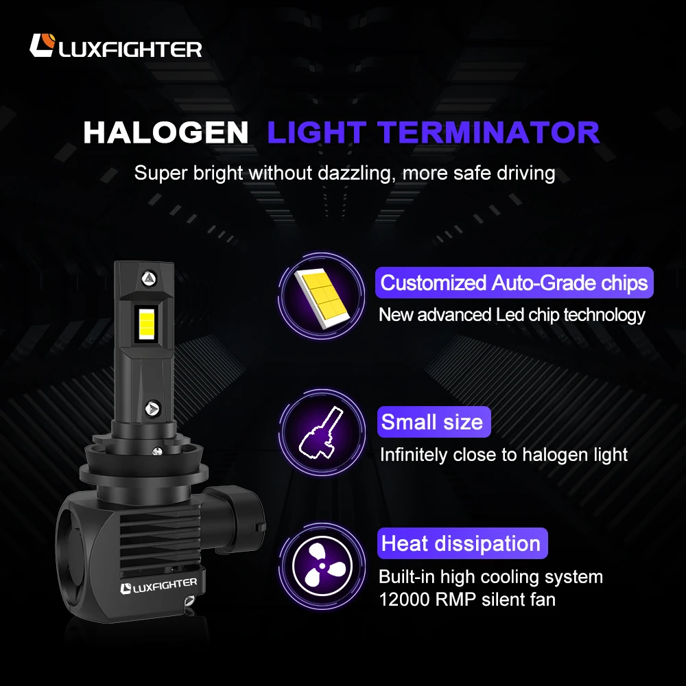 Luxfighter Unique Diamond Design Led Auto 50w Mini Size Led Headlight ...