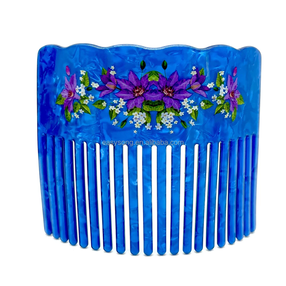 Fashion Woman Hair Combs Accessories with Flowers Printed Combs Hair ...