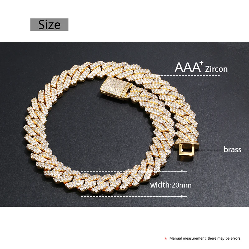 Luxury Iced Out Cz Diamond Men's Cuban Link Chain Necklace, 18k Gold ...