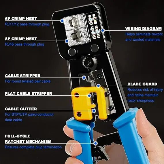 Professional Network Tool Pass Through Cat5 Cat5e Cat6 Rj45 Crimping ...