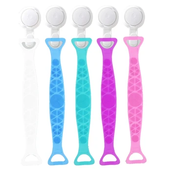 Silicone Back Scrubber For Shower Long Handle Belt Back Washer 80cm ...