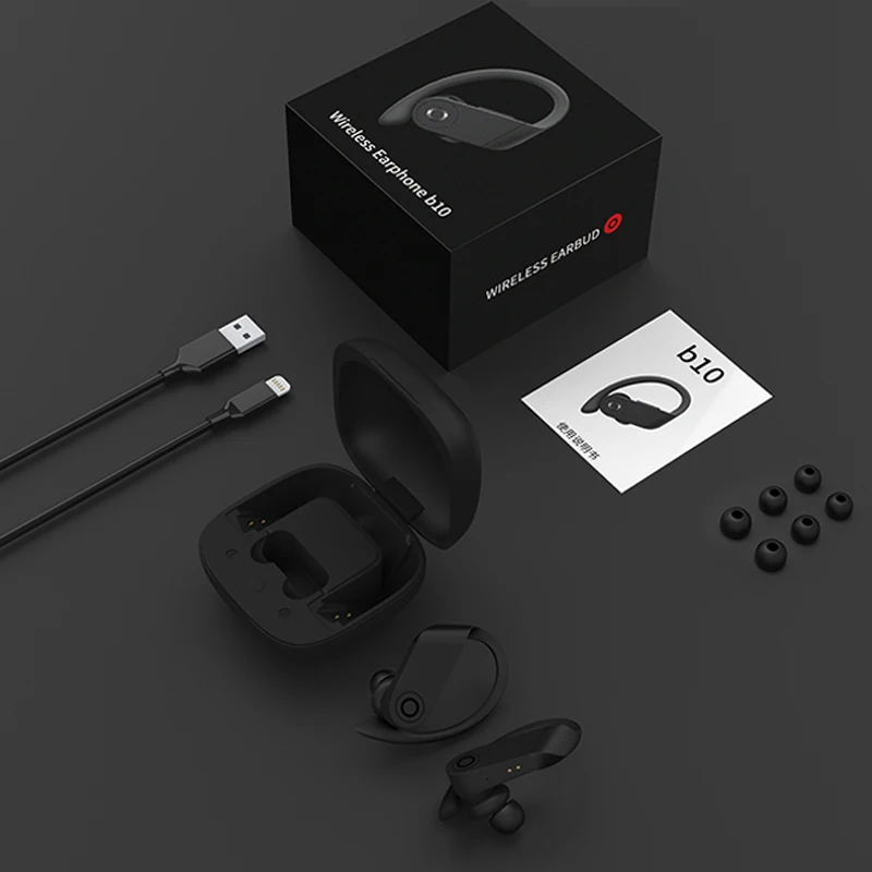 B10 Earhook Noise Reduction Sport Wireless Bt Siri Tws Earbuds Tws ...