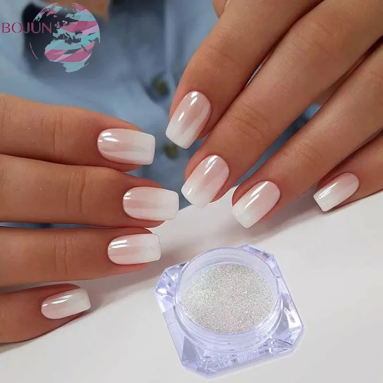 Nail art design white mirror chrome powder clear chrome pigment ...