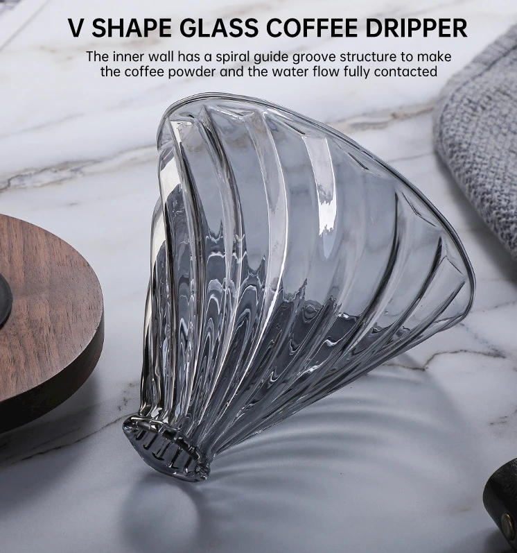 Portable Coffee Dripper Glass Pour Over Coffee Cone Drip Coffee Maker ...