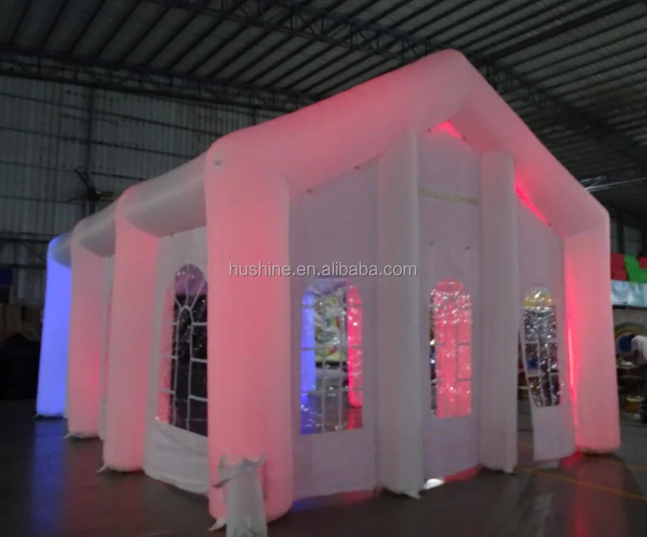 Large White Inflatable Church Tent LED Light Blow up 20x40