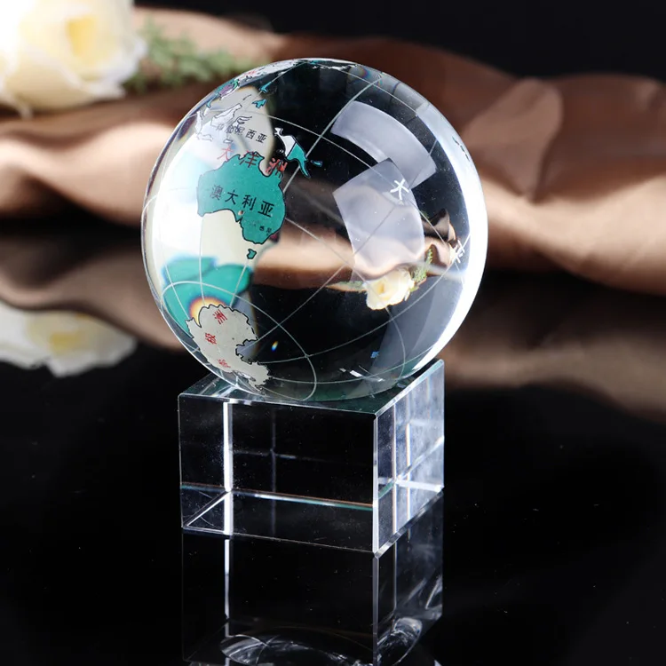 Colored Map Glass Crystal Globe Paperweight Mh-q0226 - Buy Crystal ...