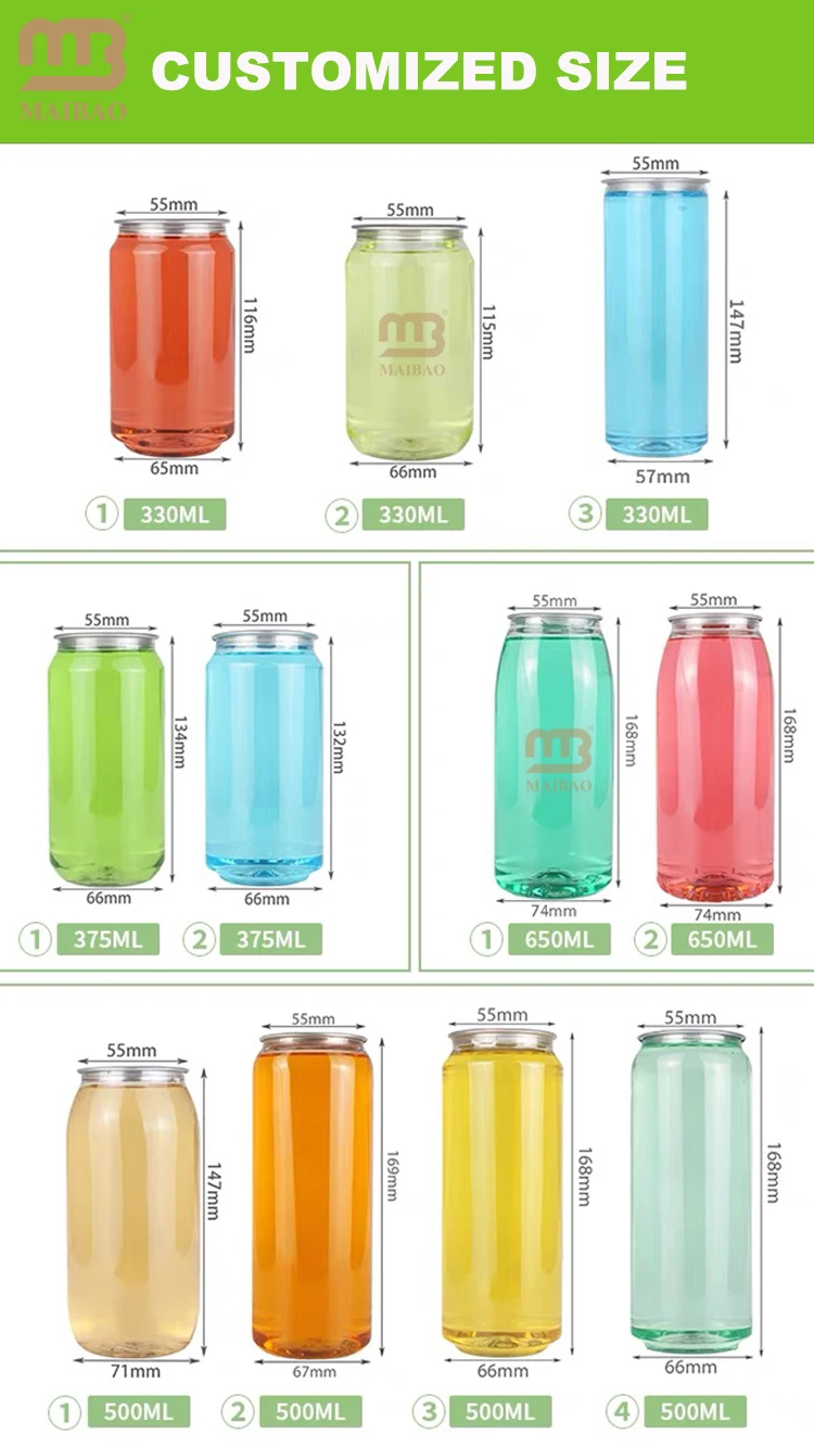 Wholesale Transparent PET Plastic Beverage Cans Drink Soda Coffee ...