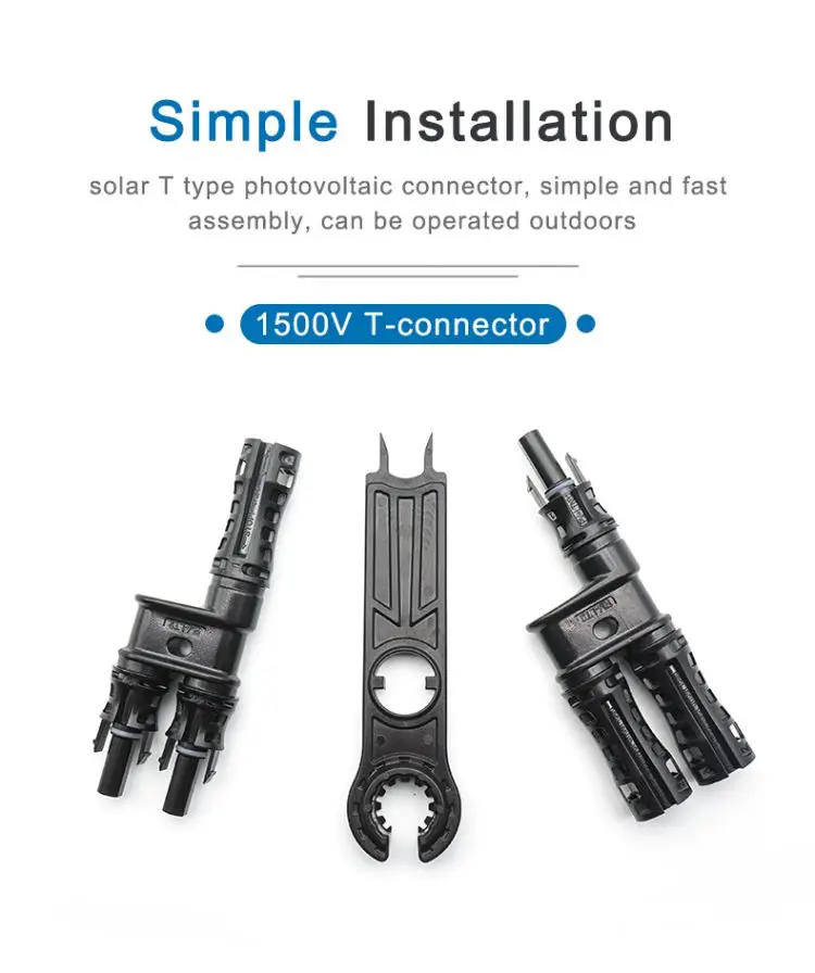 1500v Dc Solar Cable Connector Plug Tin Plated Copper Pv005-t Pv 2 To1 ...