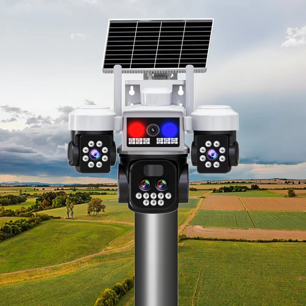 Solar Powered 6Mp Outdoor Network Camera with Triple Lens 4G Remote ...
