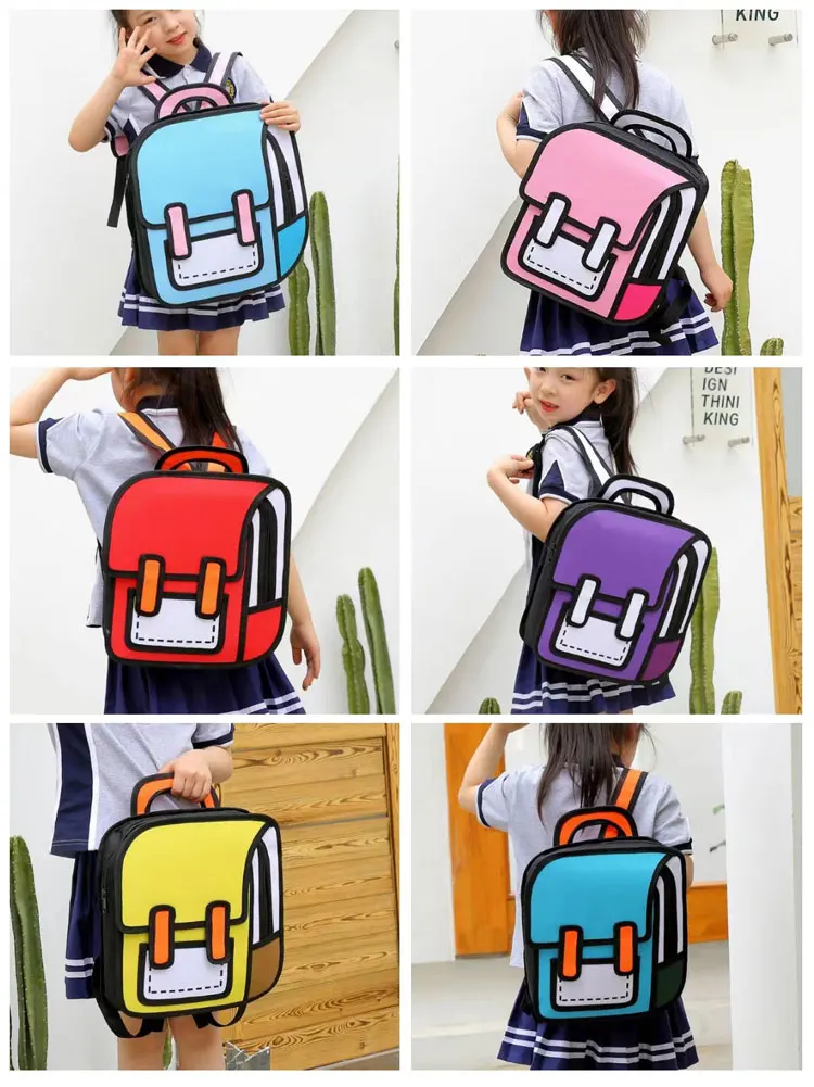 New Style Fashion Oxford Fabric Cartoon Cute Violet 2d Backpack For ...