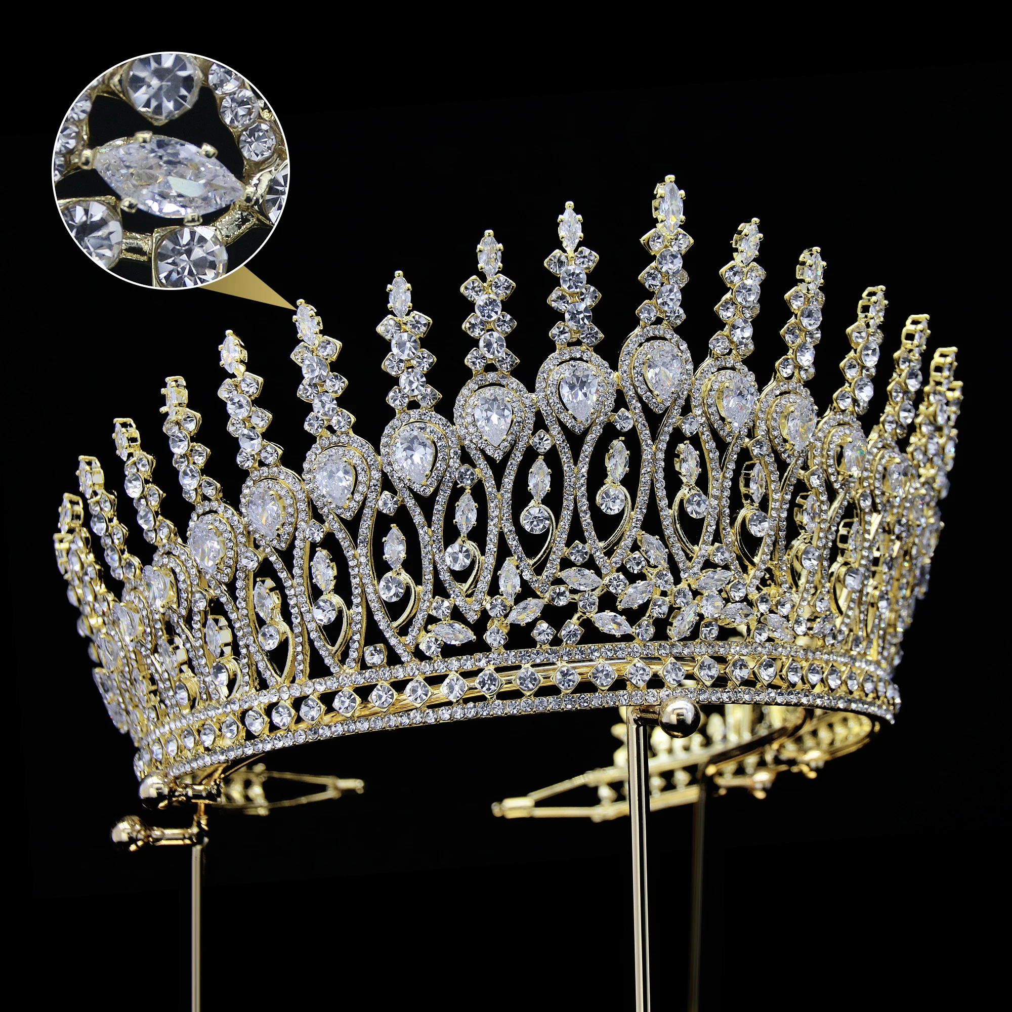 Wholesale Crowns And Wedding Bridal Coronas Y Gold Cz Tiaras Zircon ...