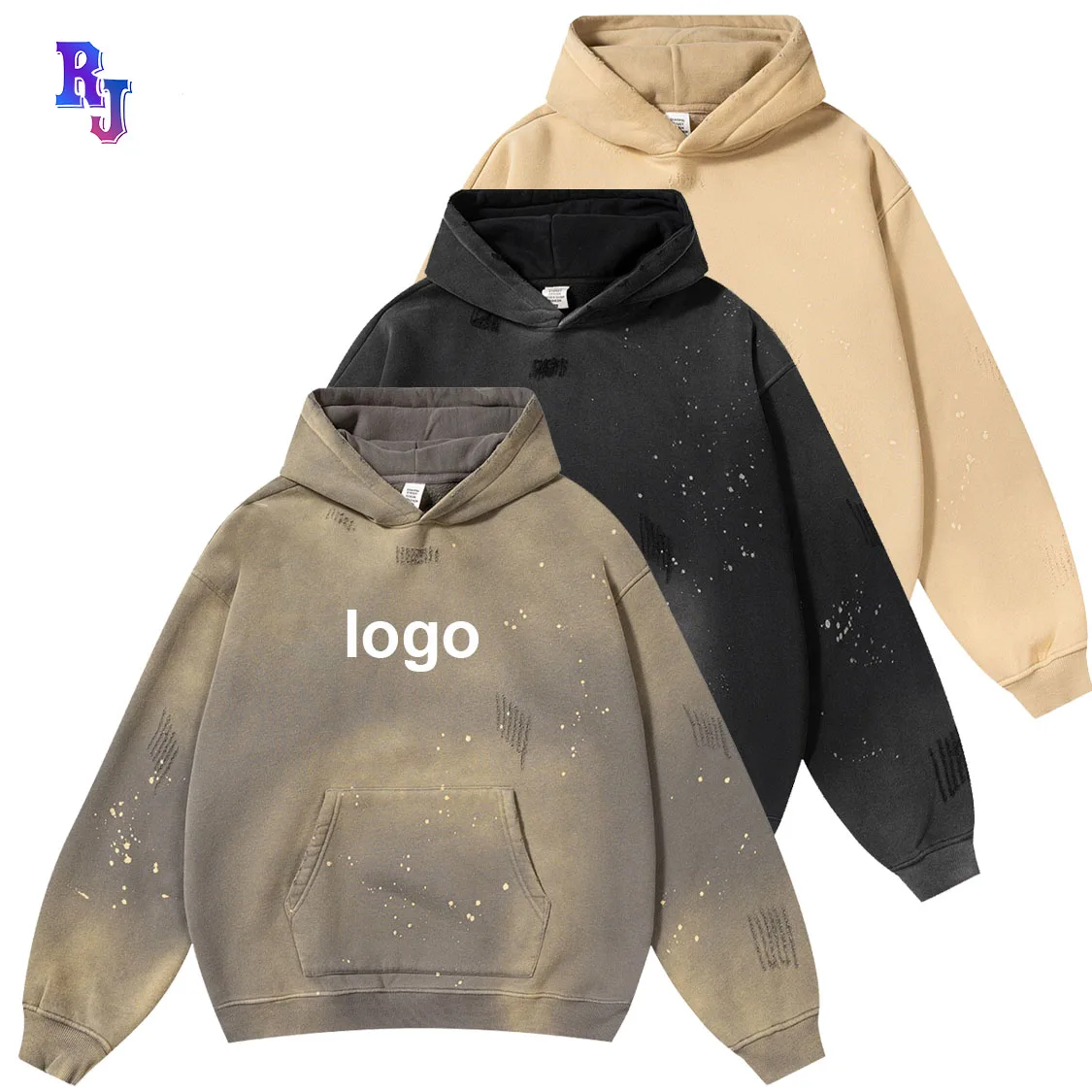 Custom Men's Hoodie - Vintage Distressed Boxy Fit Pullover
