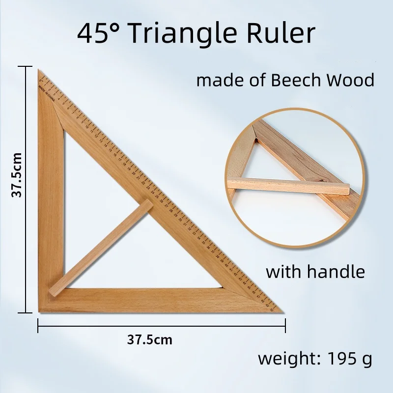 Wooden Triangle Ruler, Protractor, Bow Compass, Rulers for School ...
