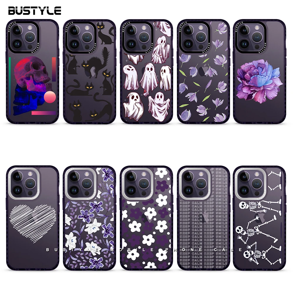 Deep Purple Skull Printing Phone Case For Iphone 14 Pro Max I13 ...