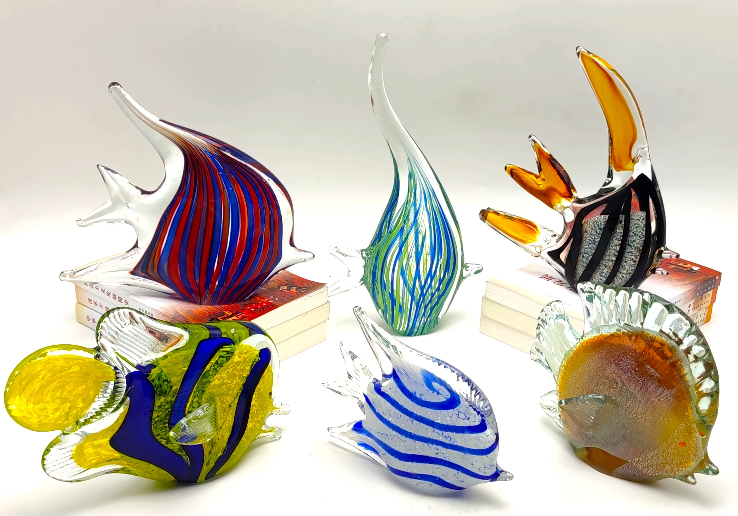 Blue Stripe Tropical Fish Glass Sculpture Home Decor Glass Fish Art ...