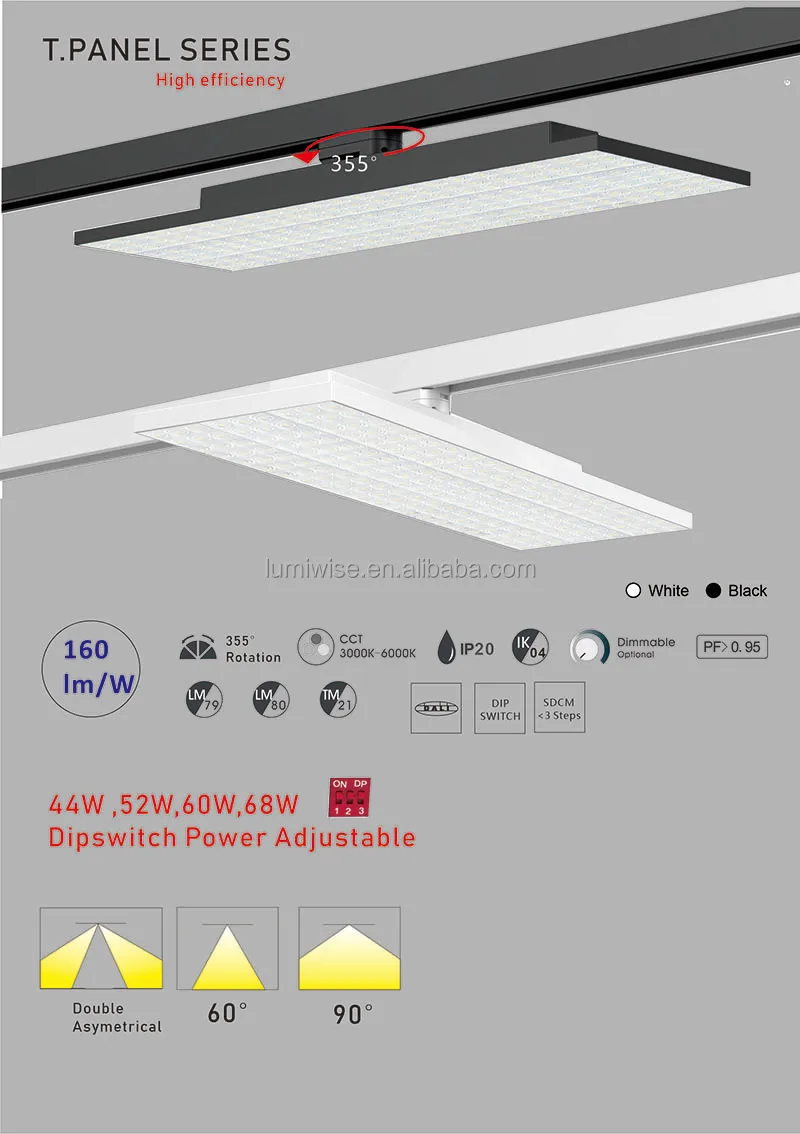 44W 50W 60W 70W Led Track Panel Light 160lm Per Wattage ,CRI RA 90 60d ...