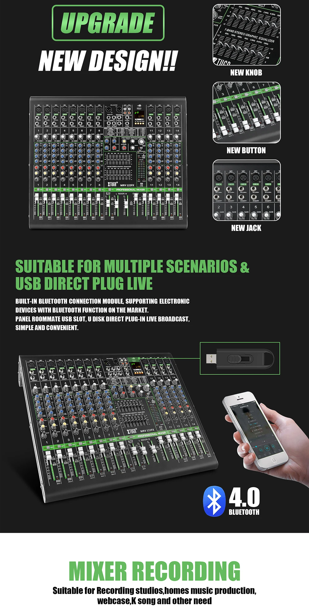 Xtuga 12 Channel Mixer - Professional Audio Mixing Solutions